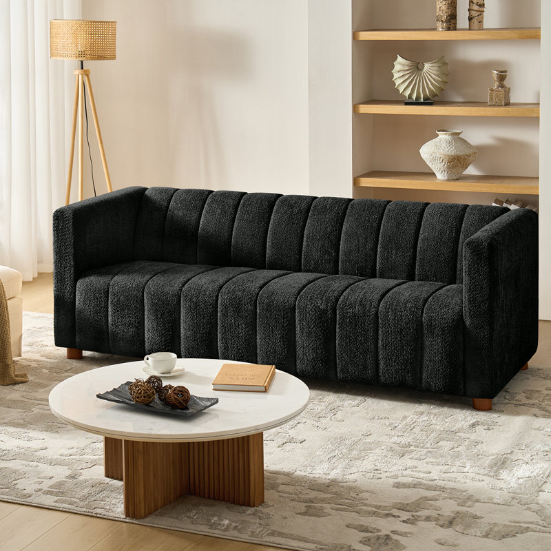 Wade Logan® Anorea 81.5"W Modern Boucle Fabric Channel Tufted Sofa | Wayfair